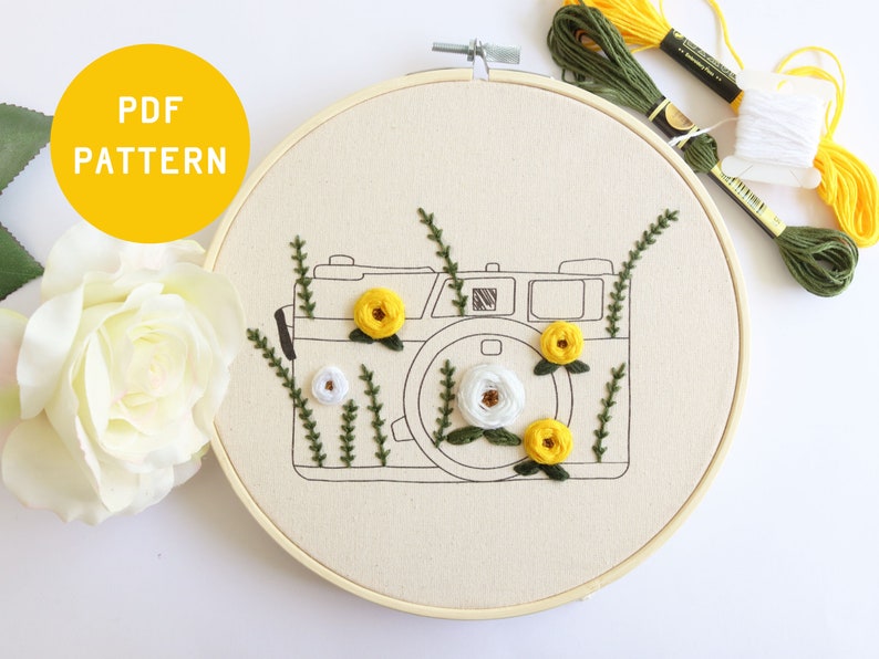 Camera Embroidery Pattern/pdf Pattern/beginner Embroidery Pattern Pdf ...