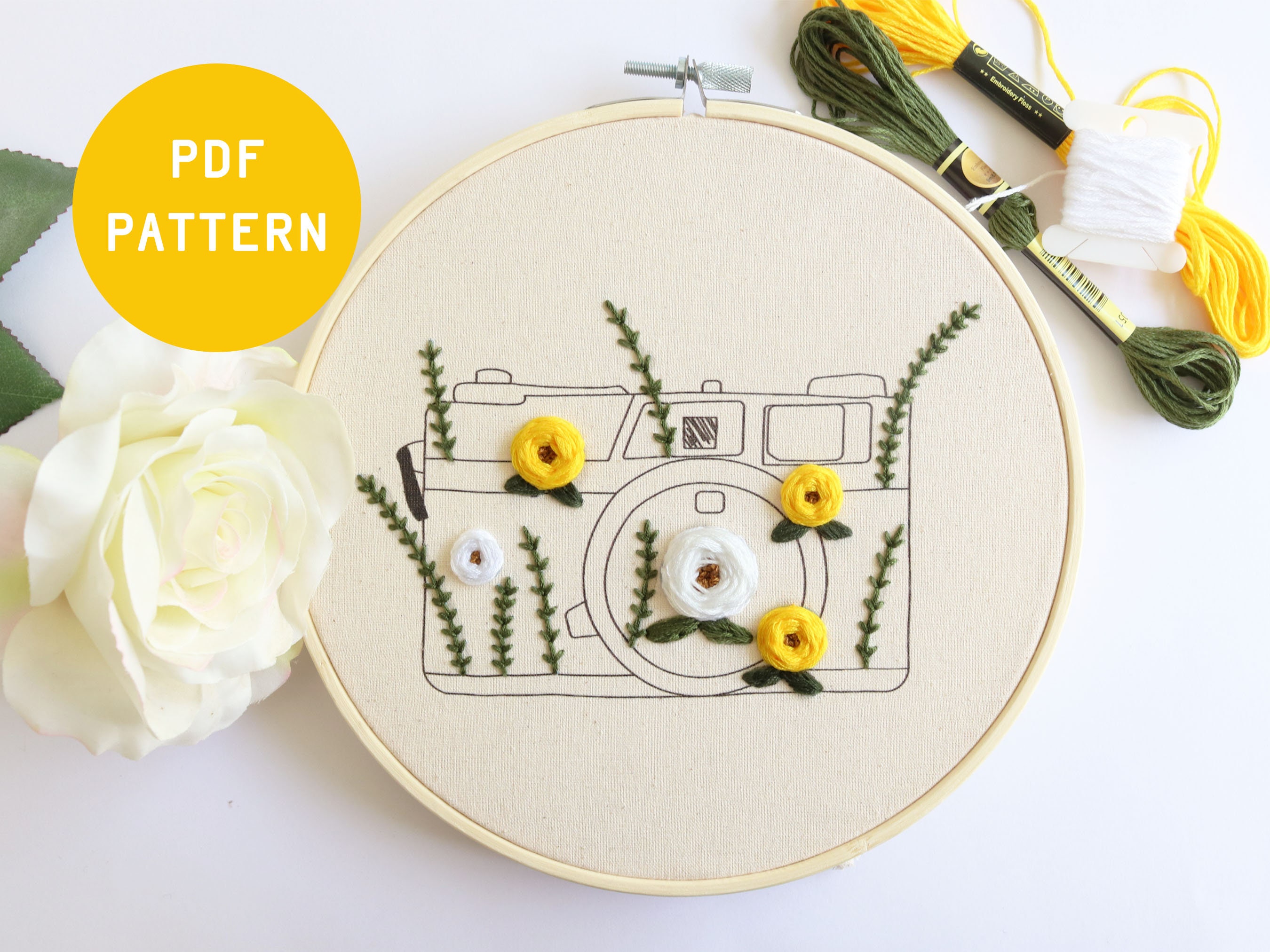 Camera Embroidery Pattern/pdf Pattern/beginner Embroidery - Etsy
