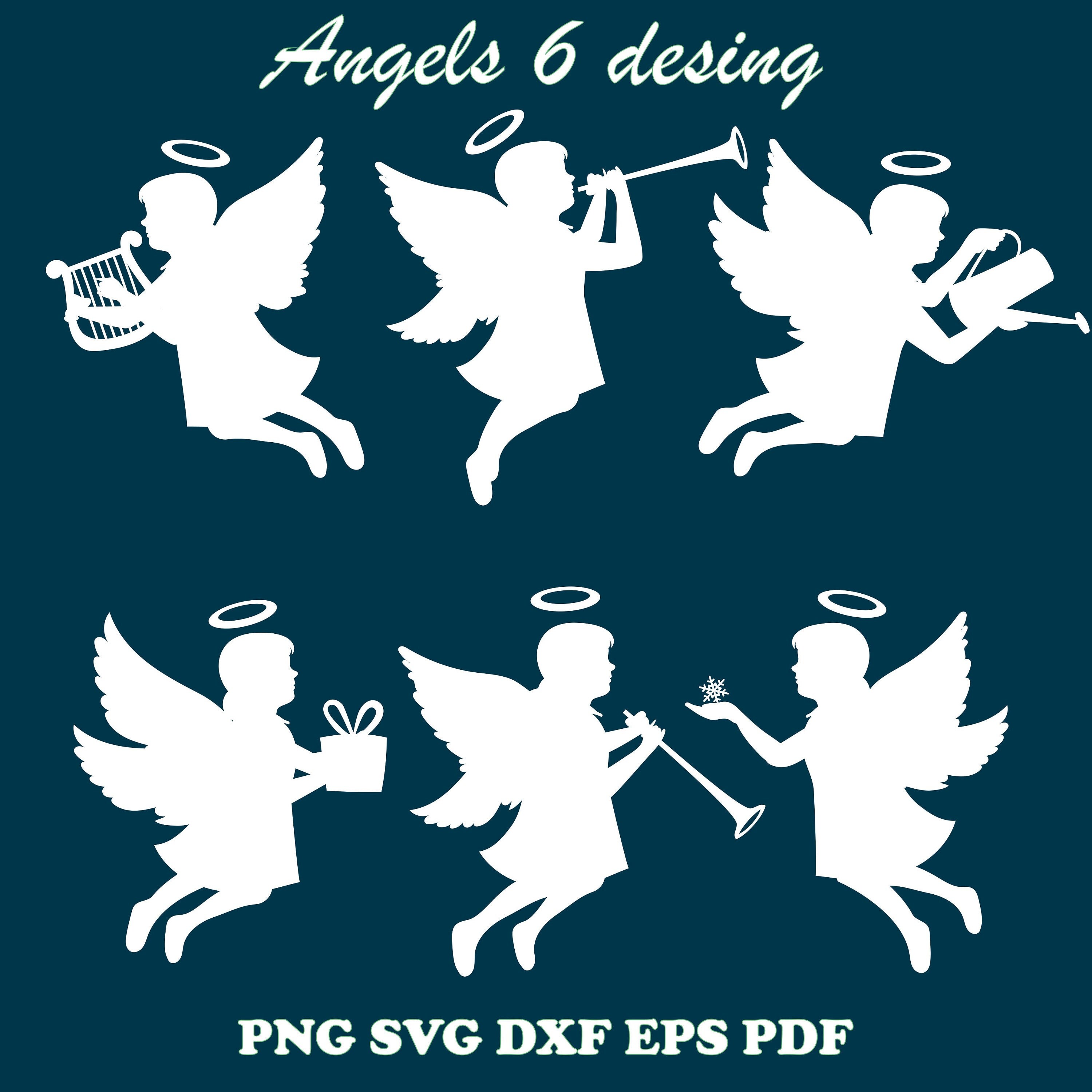 Angels Svg, Angels Outline SVG Bundle, Angels Clipart, Angels Cut File ...
