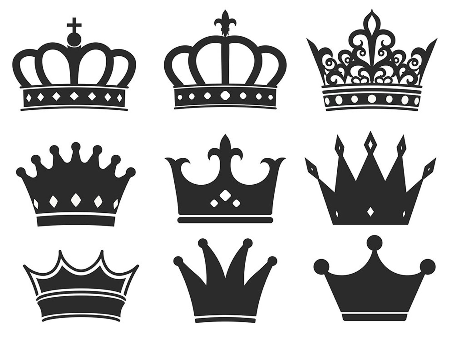 Crown - Vector Graphics, Vector Pictures, Vector Silhouette - Etsy