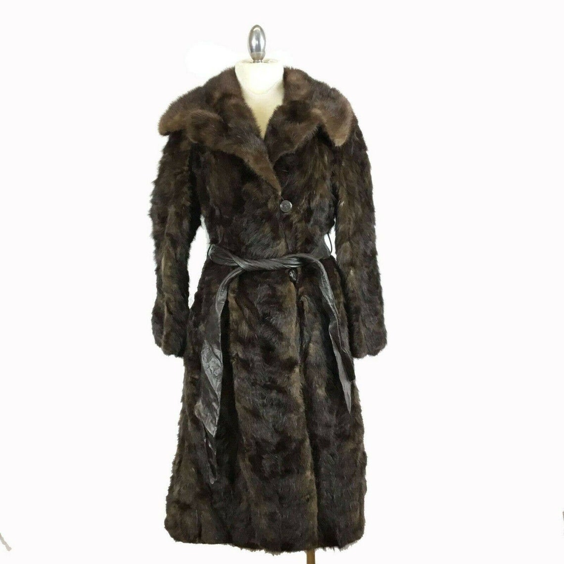 Vintage 1940s 1950s Arctic Furs by Alexander Mink Fur Belted Long Coat ...