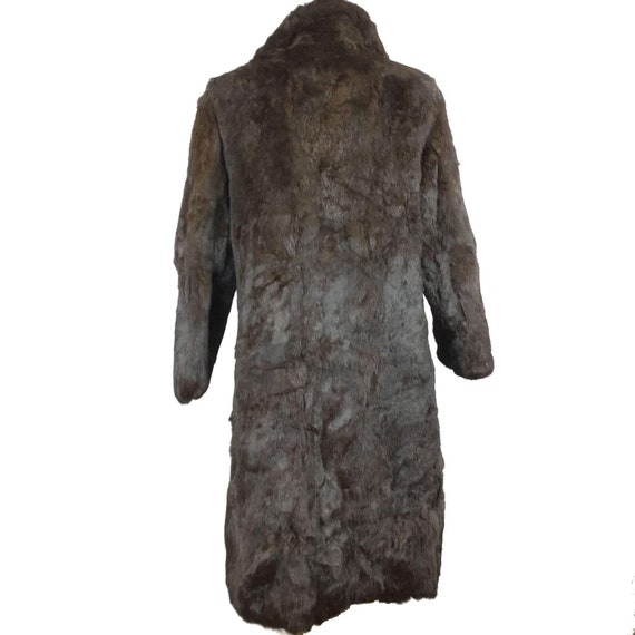 Vintage 1970s-80s Brown Rabbit Fur Long Coat - Gem