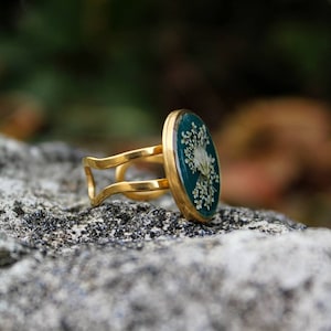 Wild Carrot Ring, Dried Flower Ring, Women Jewelry, Gold Ring, Handmade ...