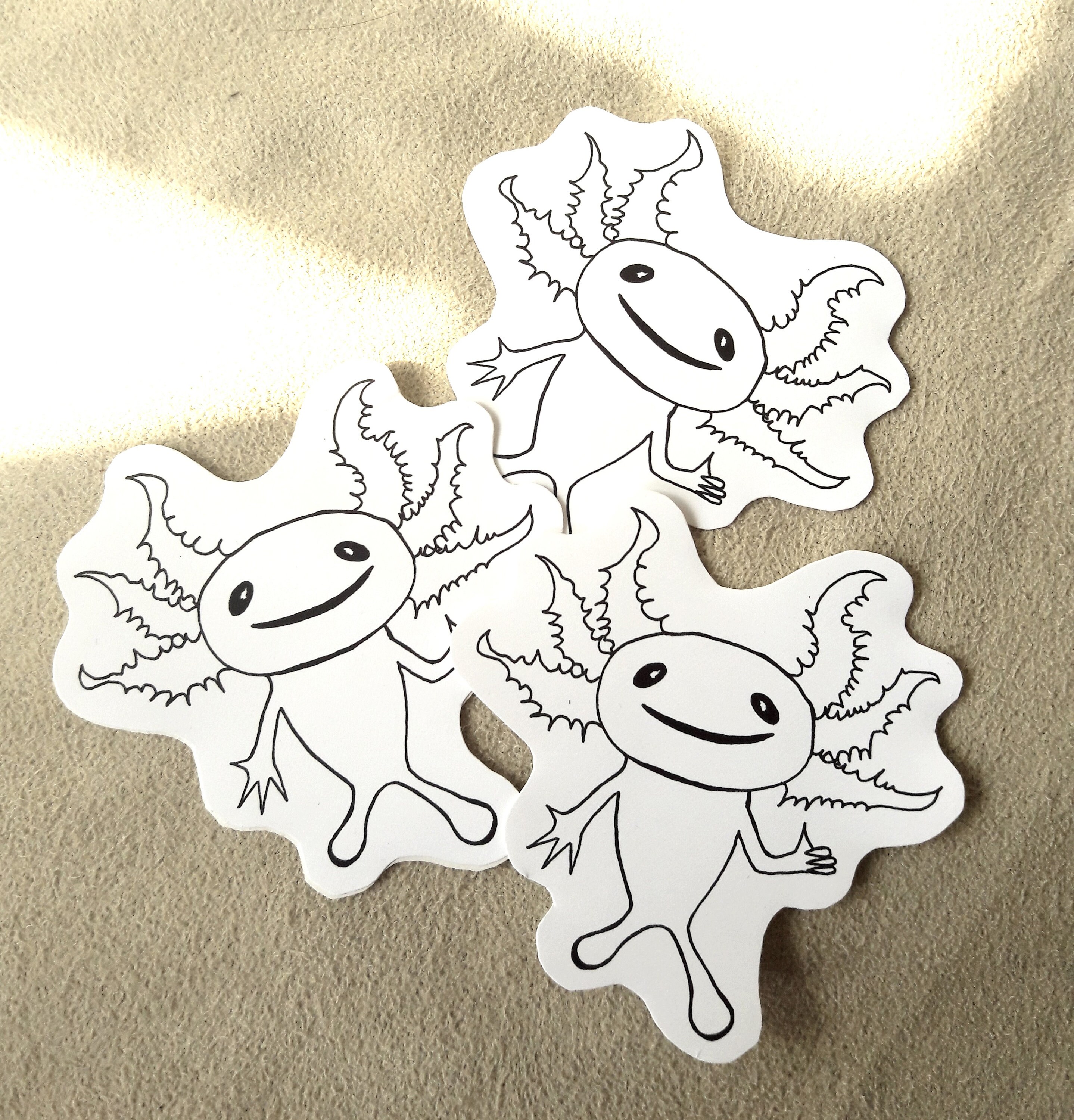 Axolotl Sticker Small Black and White Economy Sticker Pack Sturdy Vinyl ...