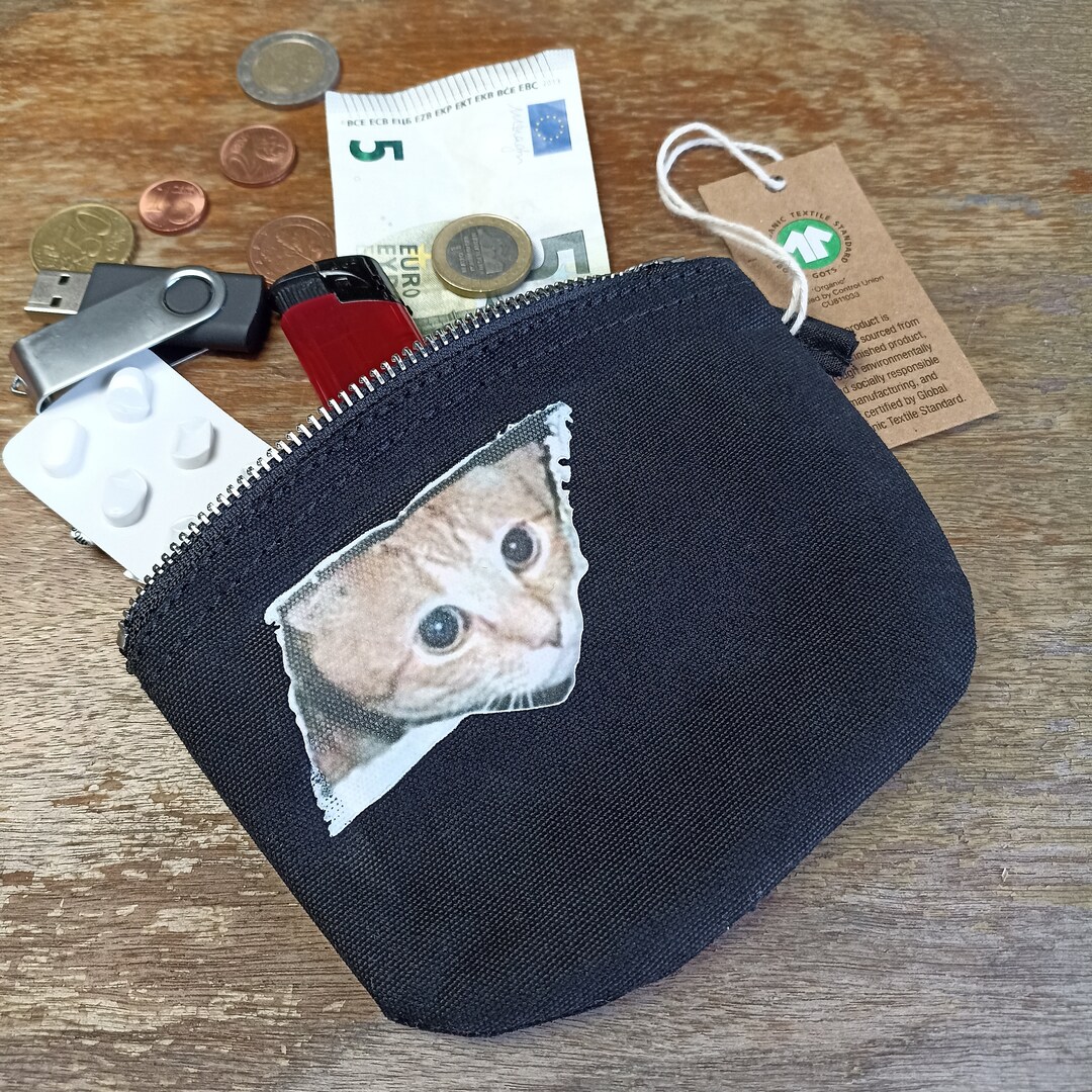 Wallet Meme Ceiling Cat Small Bag in Black With Hand-made Print by ...