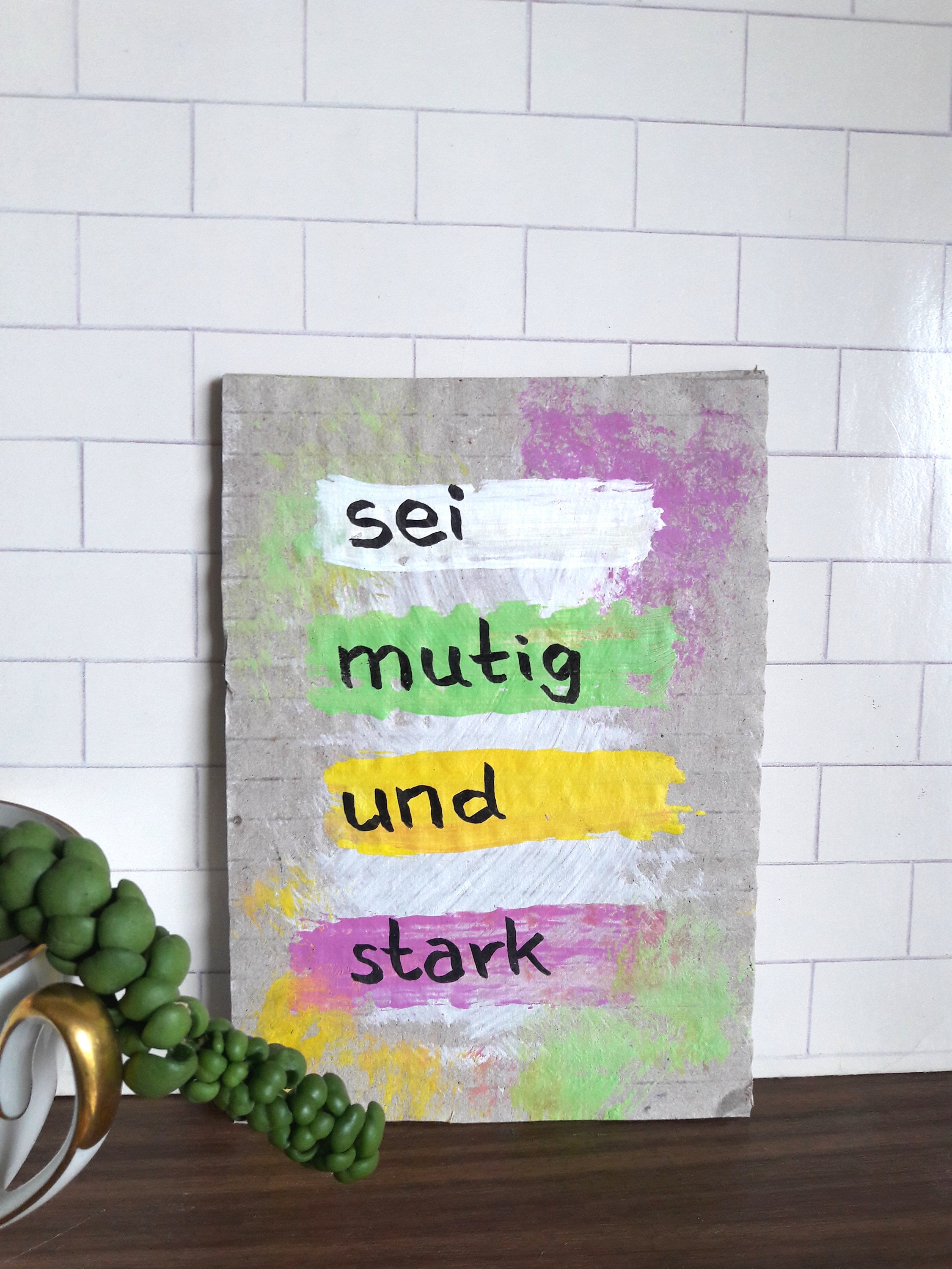 Schild handgemacht Sei Mutig Und Stark ca 10x15 | Etsy