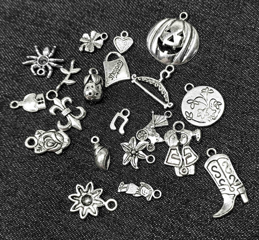 Charms Mix 20 Pendants Starter Set Crafting Metal Beads Color Antique ...