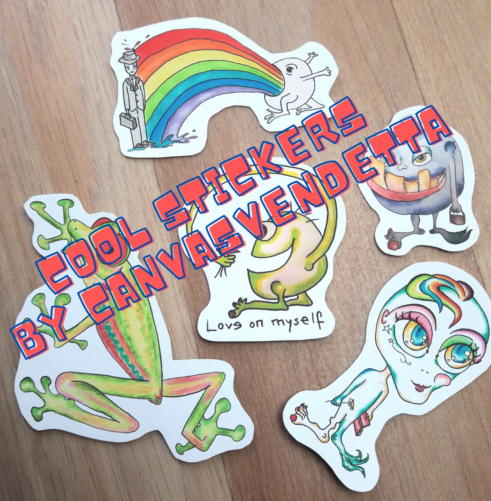 Rainbow Birthday Card - Happy Birthday, Freak - Cool Postcard - Drawn ...
