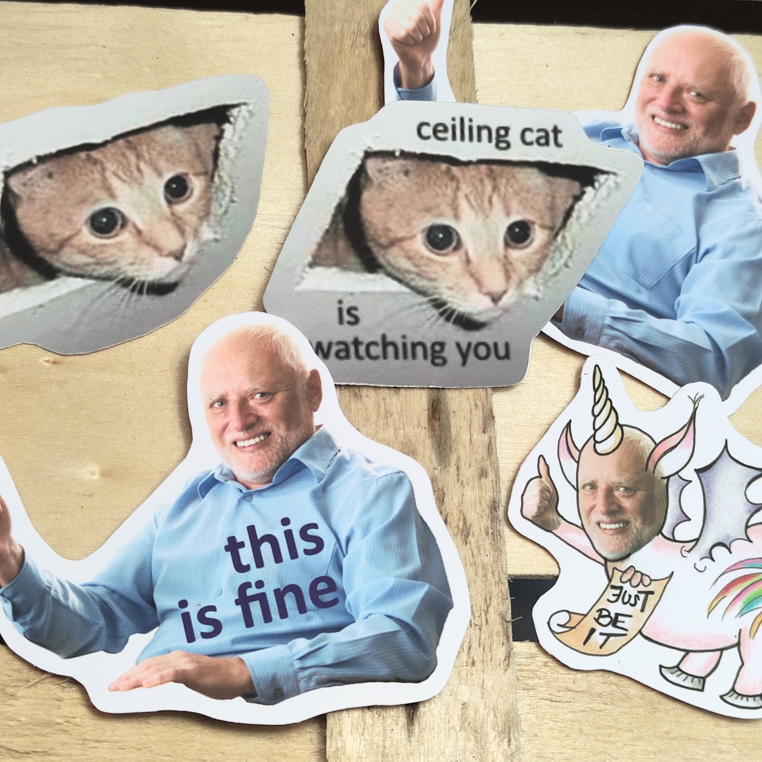 Meme Sticker Hide the Pain Harold Handmade Weird Sticker | Etsy