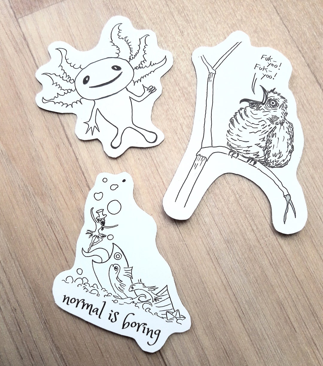 Sticker Set Weird Black White 3 Pieces Approx 5 Cm - Etsy