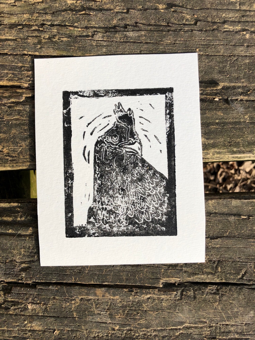 Original Hand-pressed Chicken Linocut Print - Etsy