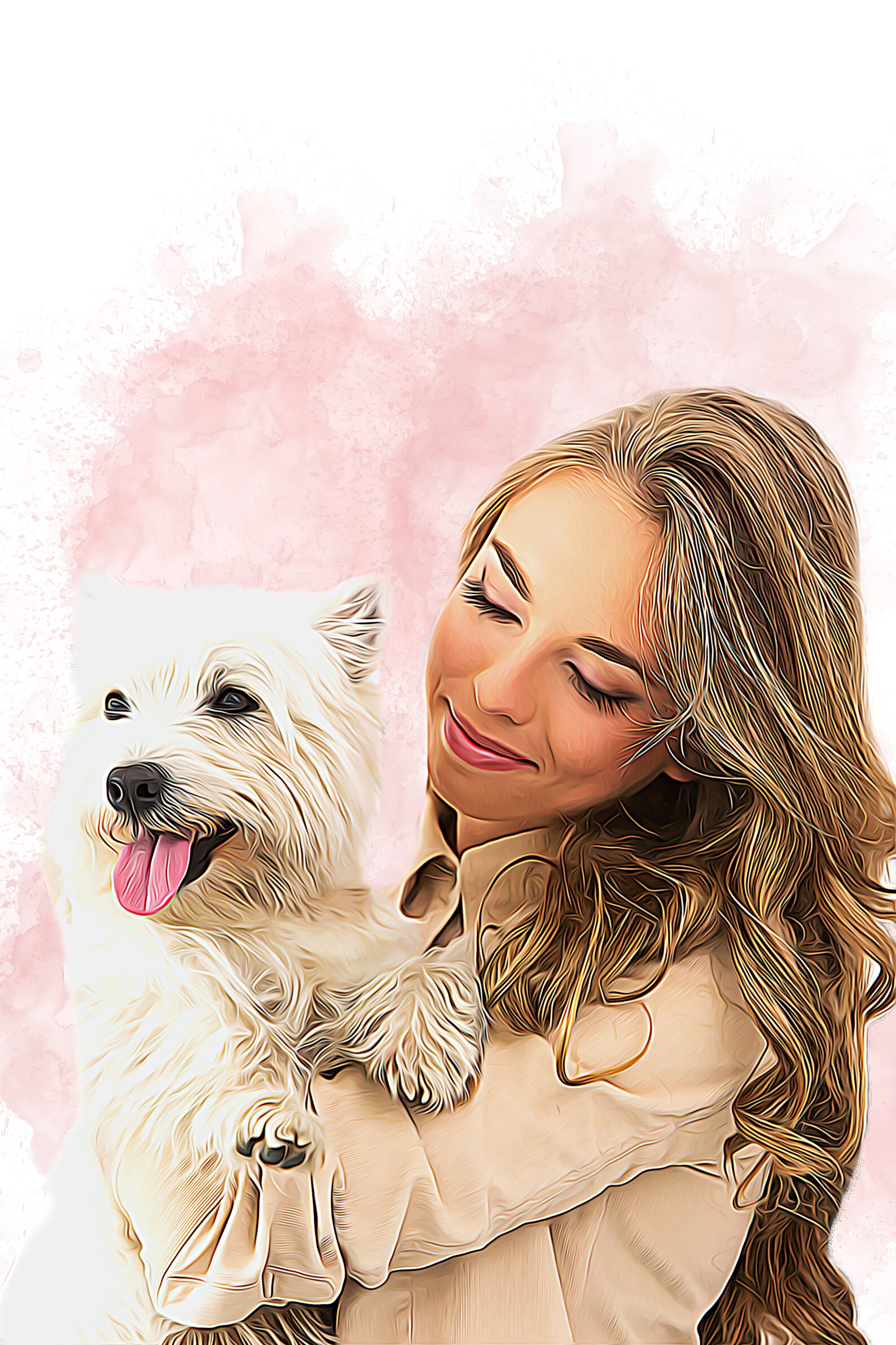 Custom Pet and Human Portrait Couple Illustration Custom - Etsy