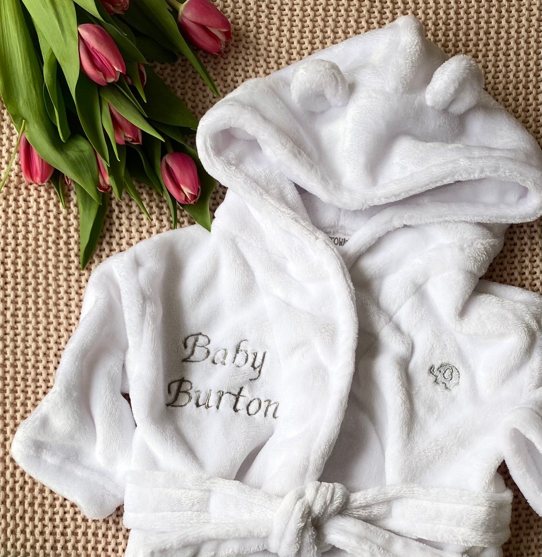 Embroidered Personalised Soft White Baby Dressing Gown Bath - Etsy