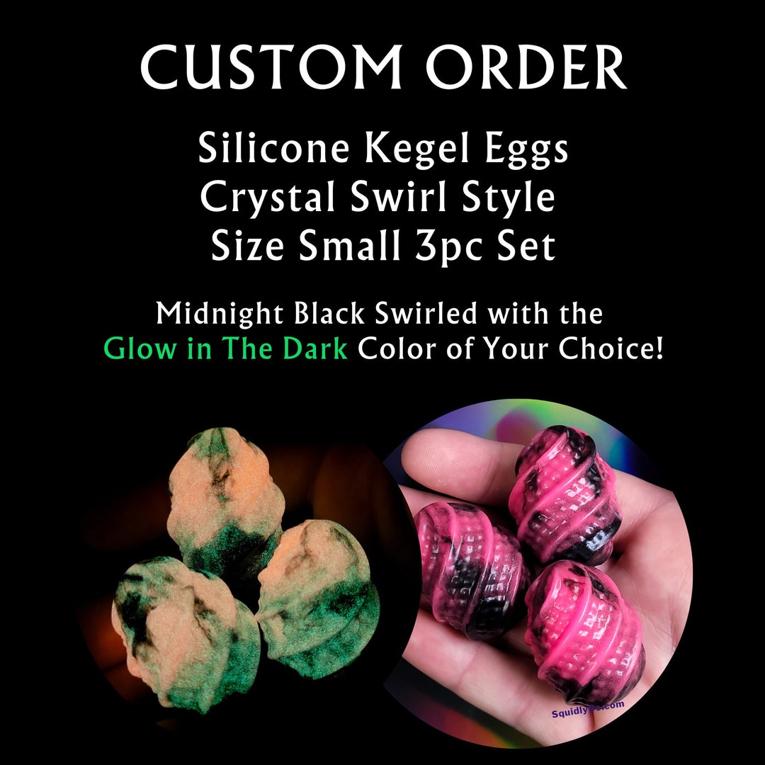 Small Clutch of 3 'crystal Swirl' Glow & Black Swirled Kegel Eggs ...