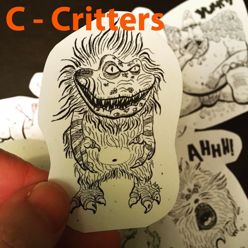 80s Monsters From Kids' Movies Vinyl Stickers: Gizmo, Falkor, Audrey II ...