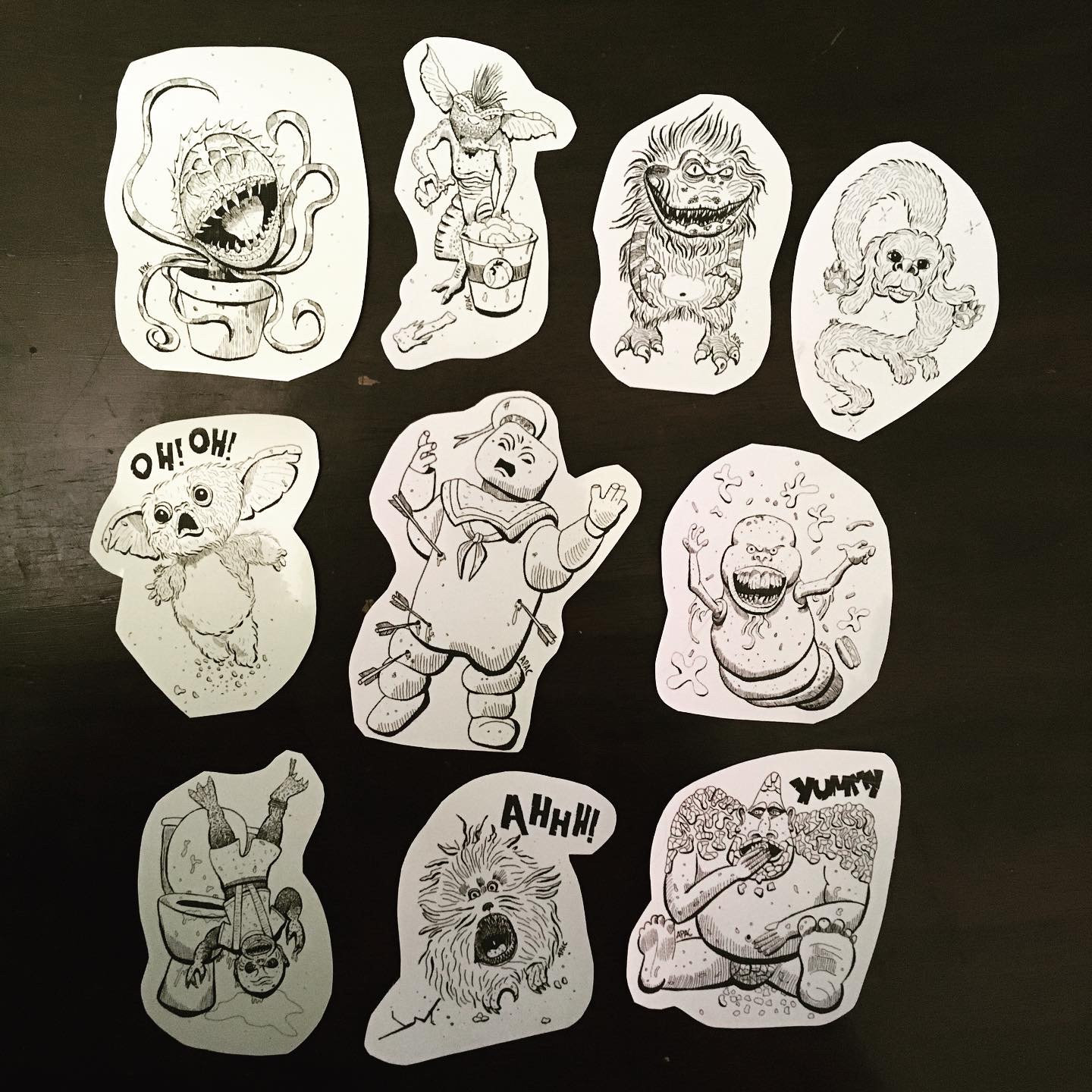 80s Monsters From Kids' Movies Vinyl Stickers: Gizmo, Falkor, Audrey II ...