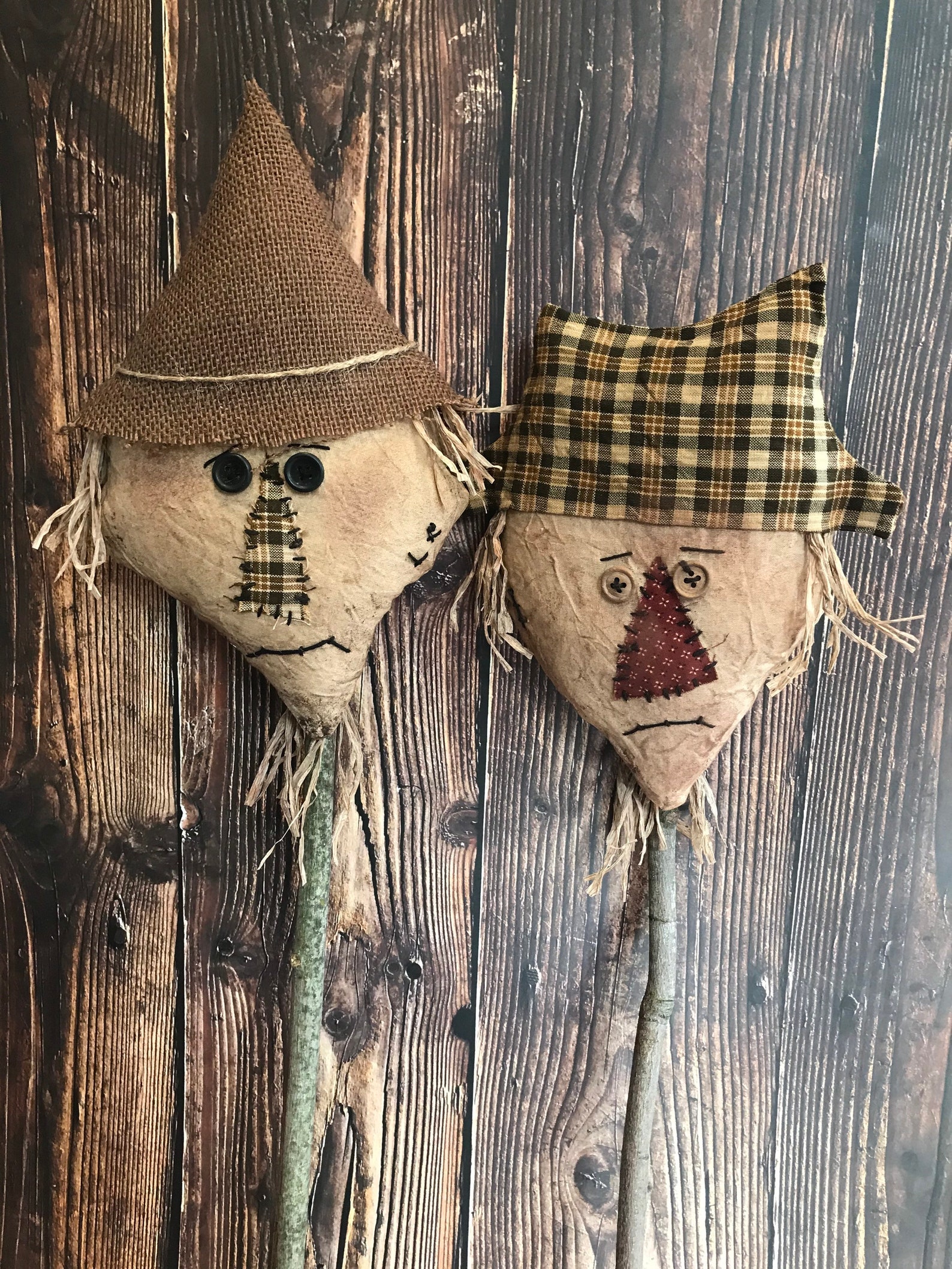 Primitive Scarecrows on Sticks Primitive Fall Decor | Etsy
