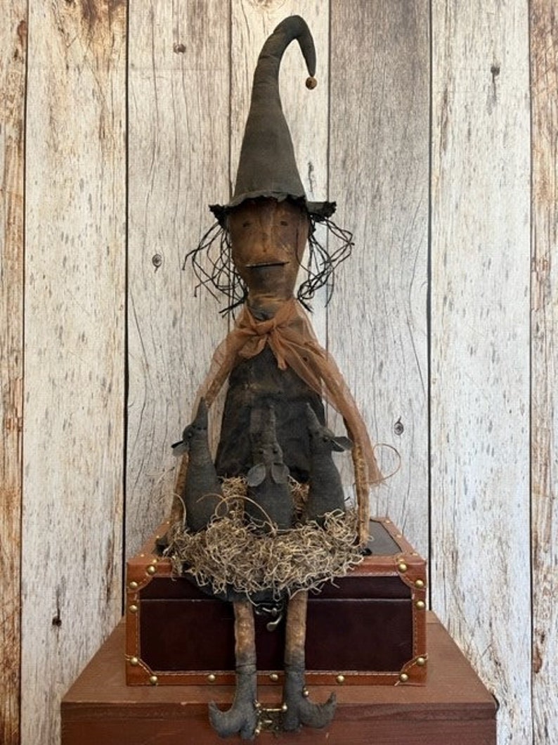 PDF Sewing Pattern - Primitive Witch With Baby Rats - Folk Art Doll ...