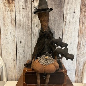 PDF Sewing Pattern - Primitive Witch With Pumpkin and Bats - Early ...