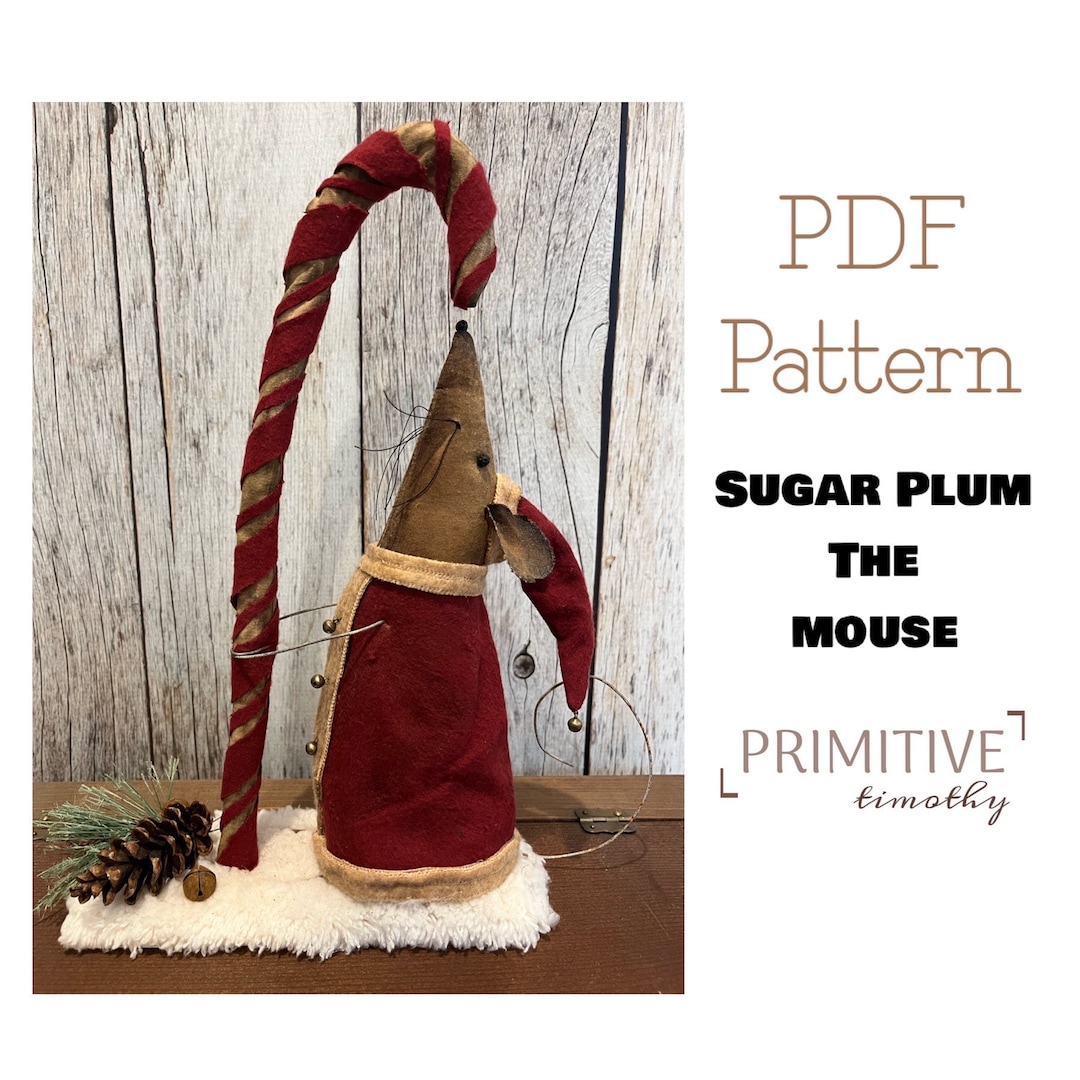 PDF Sewing Pattern - Primitive Santa Mouse - Folk Art Christmas Decor ...