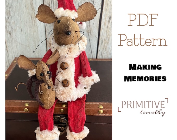 Primitive Santa Mouse Prim Mice for Christmas Primitive Christmas Decor ...