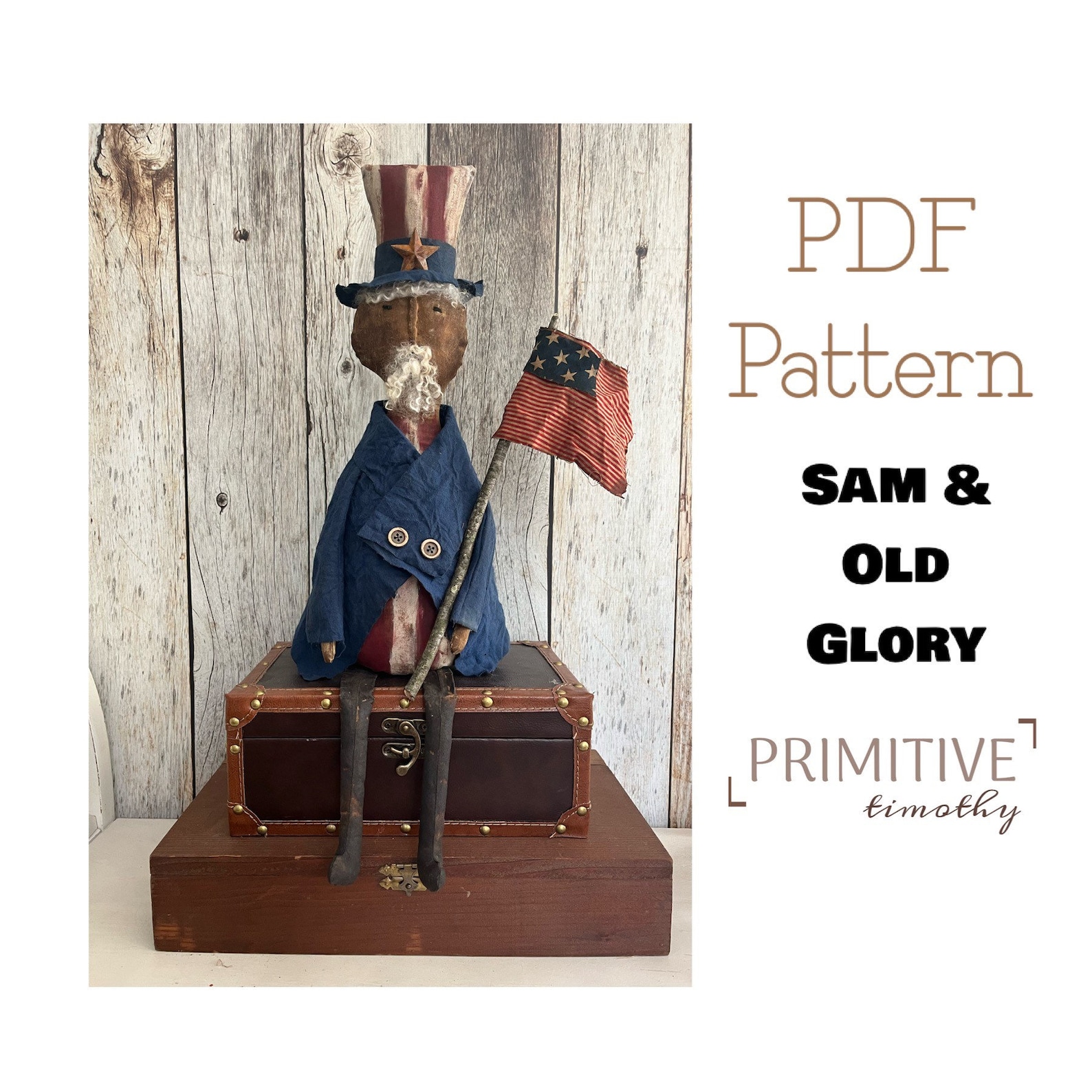 PDF Sewing Pattern Primitive Uncle Sam 4th of July Decor - Etsy