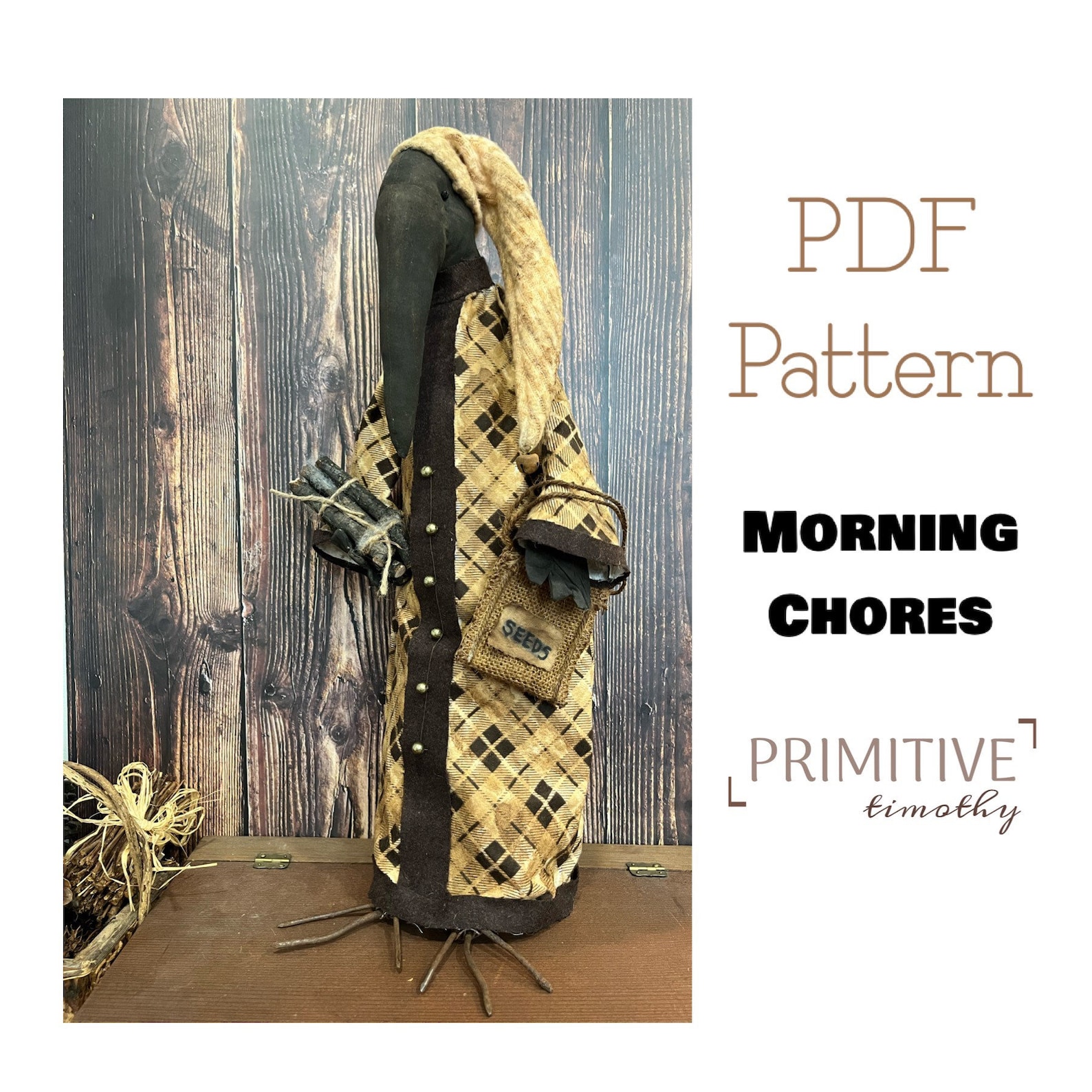 PDF Sewing Pattern: Americana Folk Art Primitive Winter Crow Doll - Etsy
