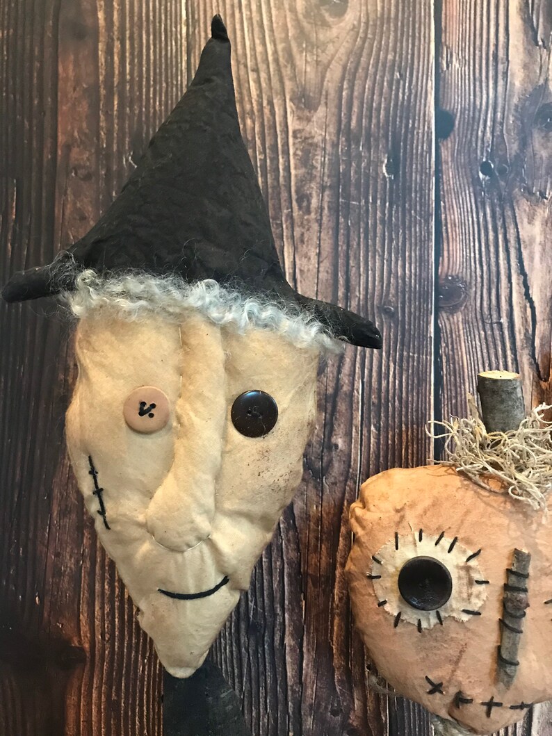 Primitive Halloween Decor Prim Witch Pumpkin Head and - Etsy