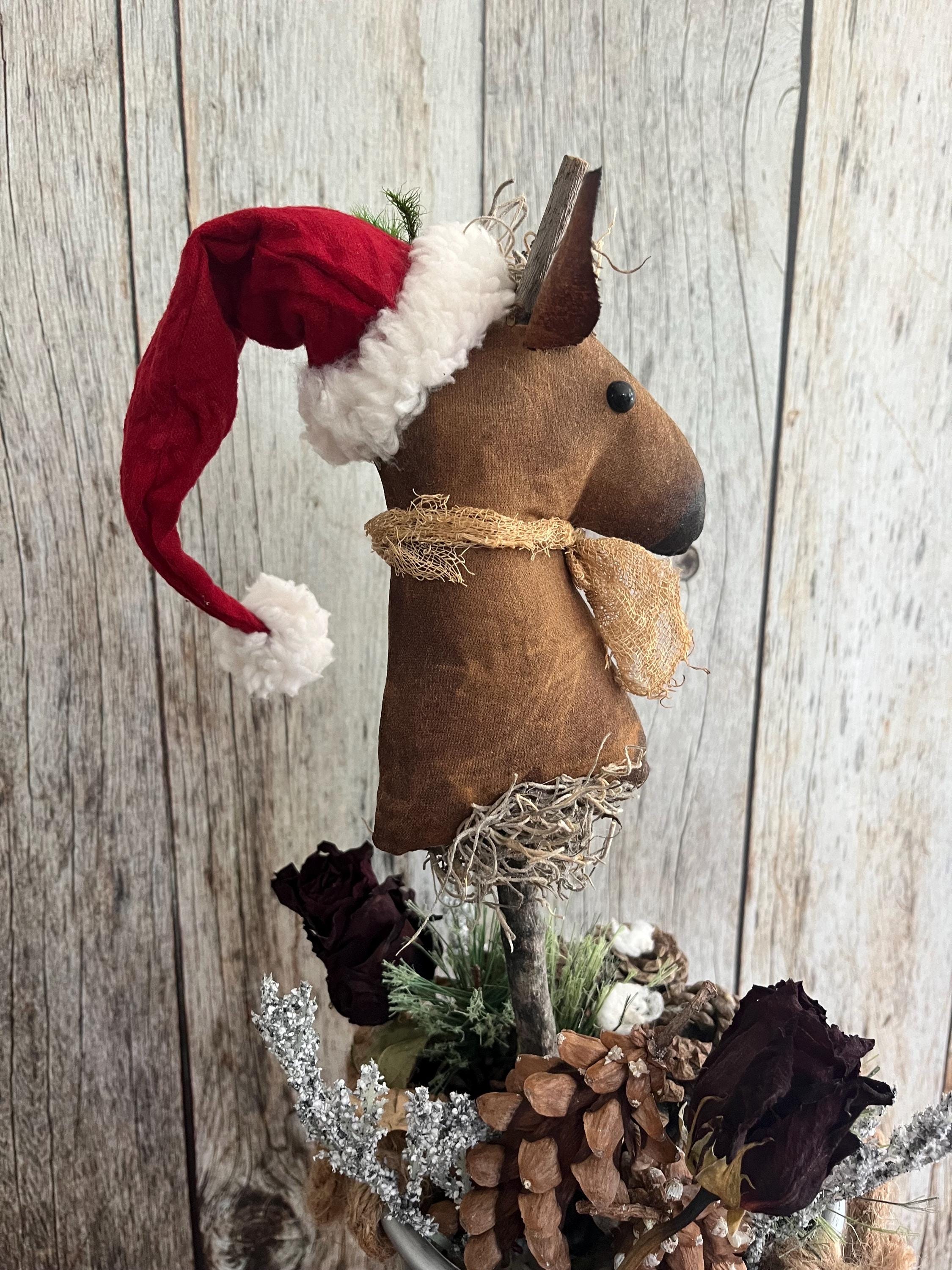 PDF Sewing Pattern - Primitive Reindeer in Santa Hat - Prim Hobby Horse ...