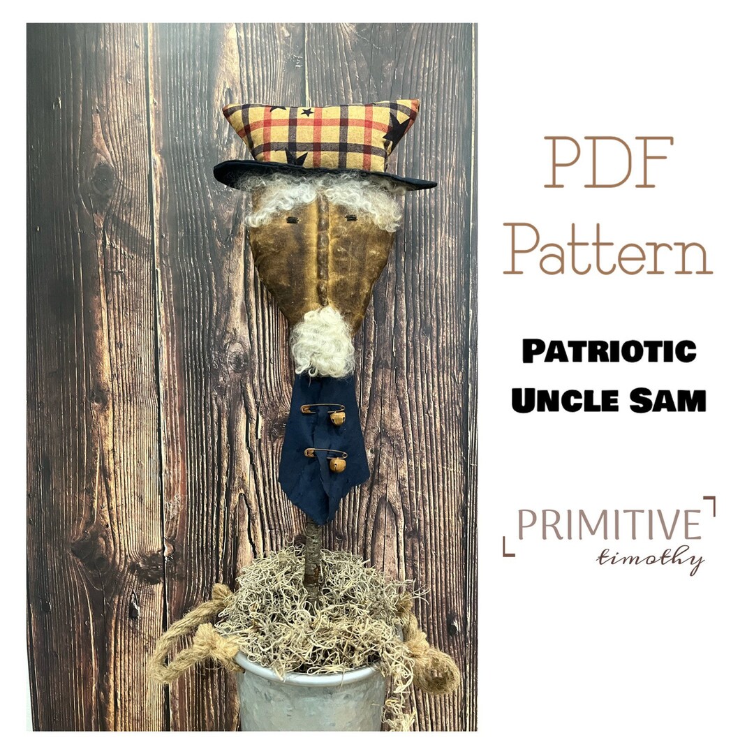 PDF Sewing Pattern - Patriotic Uncle Sam Crock Poke - Americana ...