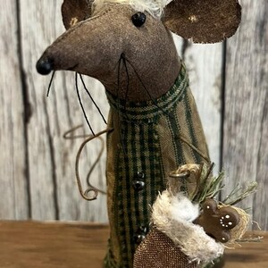 PDF Sewing Pattern - Primitive Christmas Mouse - Folk Art Mice - Santa ...