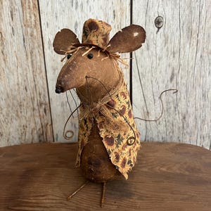 Primitive Fall Mouse Doll: Sunflower Scarecrow, Early Americana Folk ...
