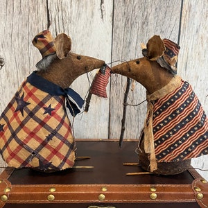 Primitive Mice Dolls Patriotic Uncle Sam Mouse Early - Etsy