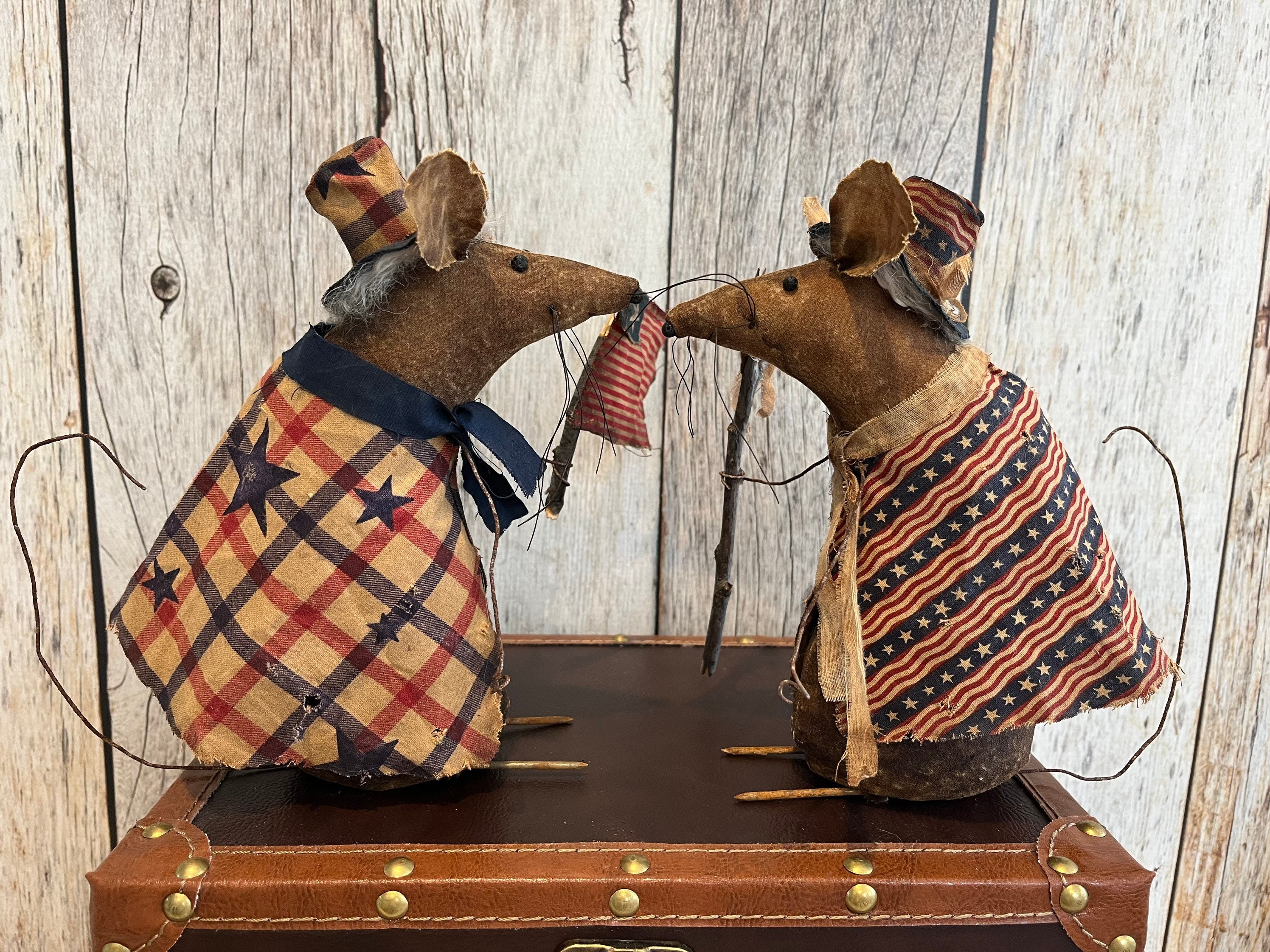 Primitive Mice Dolls Patriotic Uncle Sam Mouse Early - Etsy