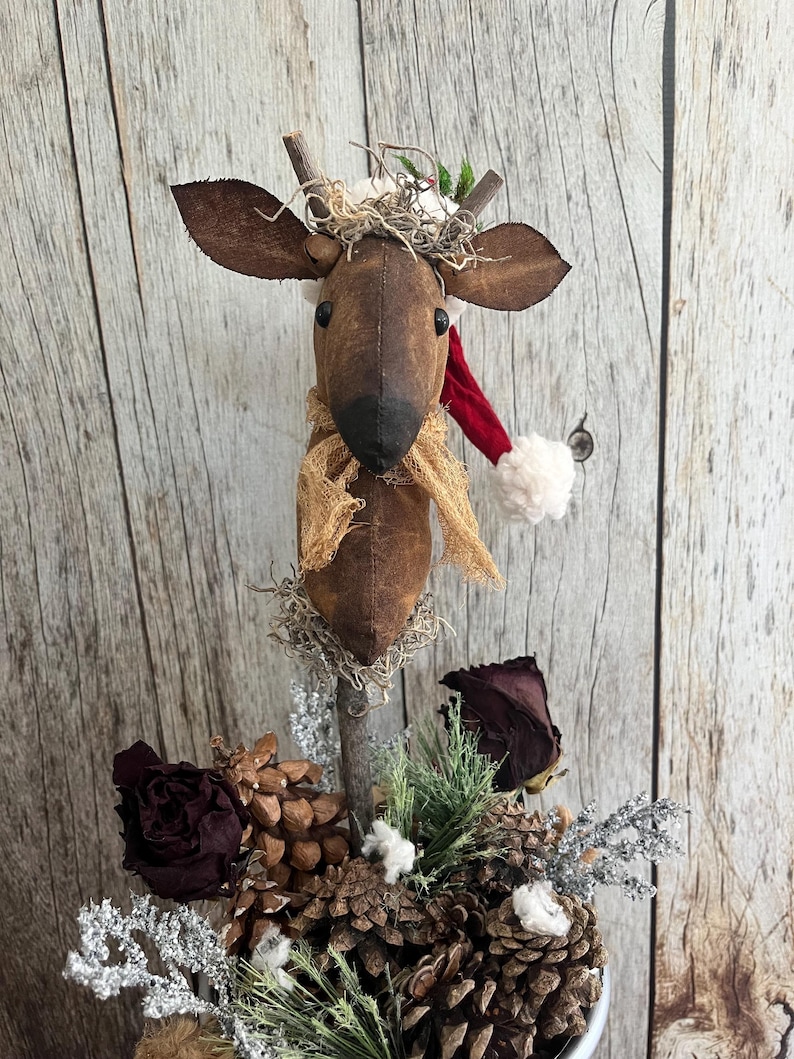 PDF Sewing Pattern - Primitive Reindeer in Santa Hat - Prim Hobby Horse ...