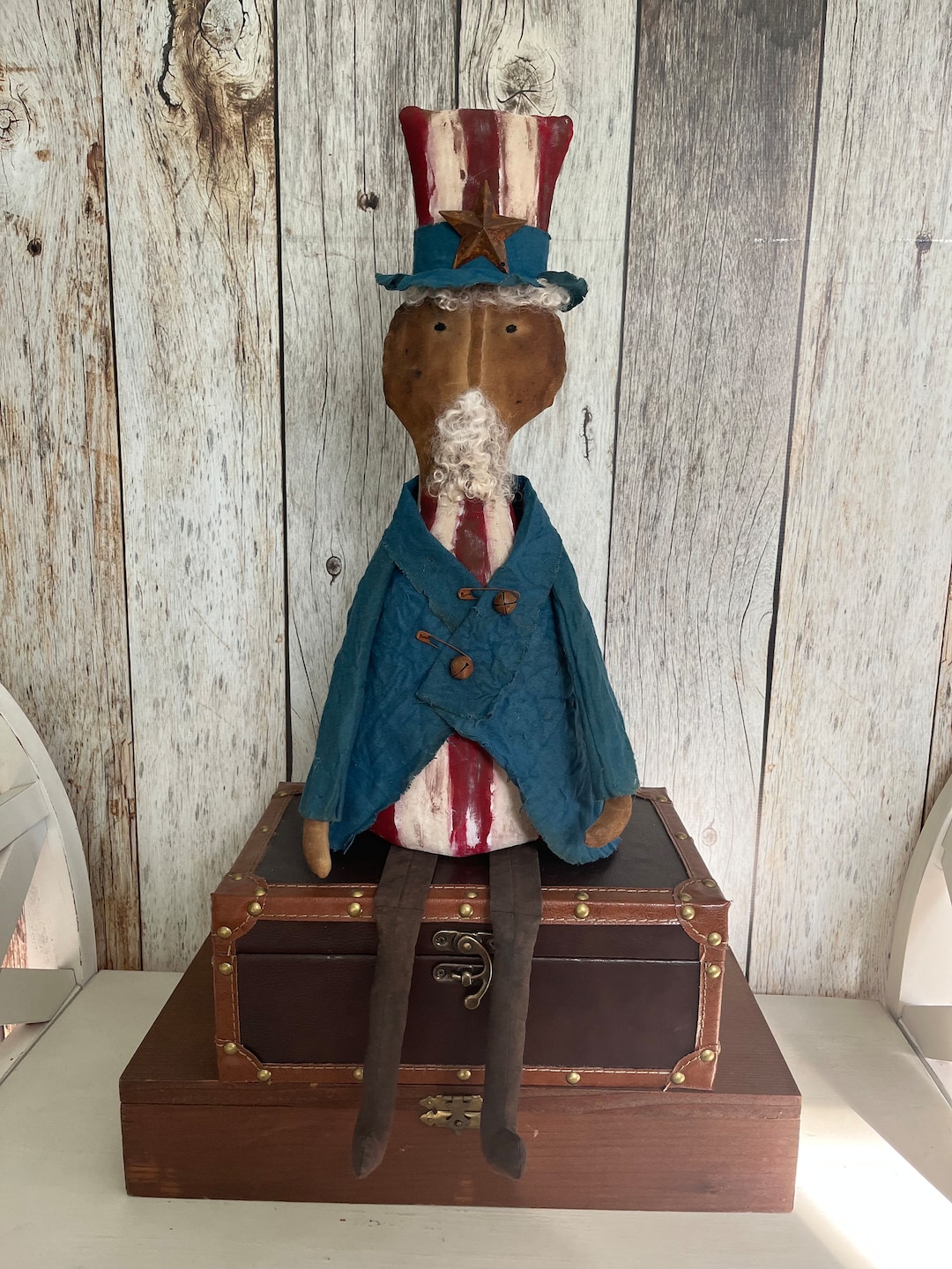 Primitive Uncle Sam Doll 4th of July Decoration Americana Folk Art ...