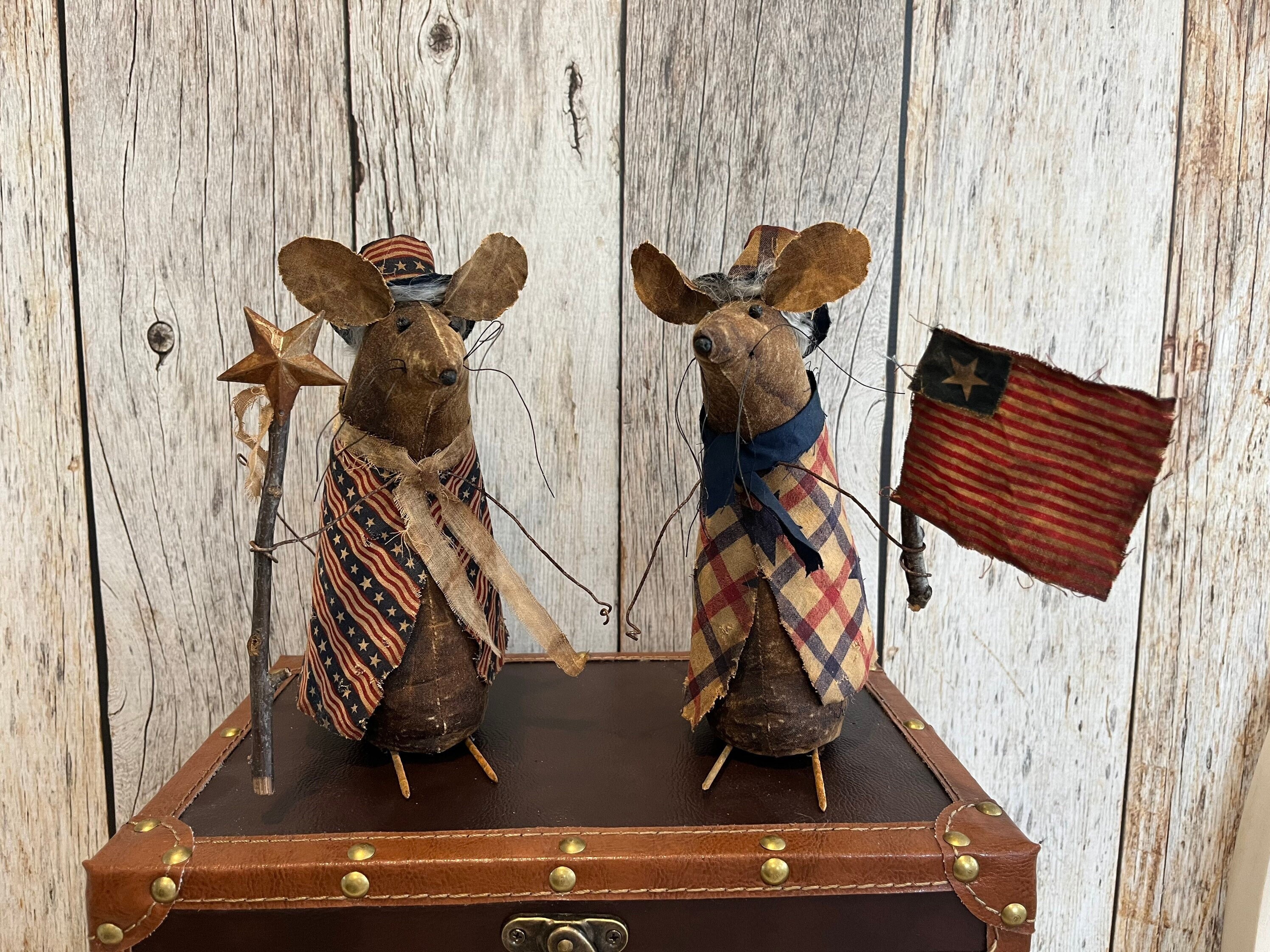 Primitive Mice Dolls Patriotic Uncle Sam Mouse Early - Etsy