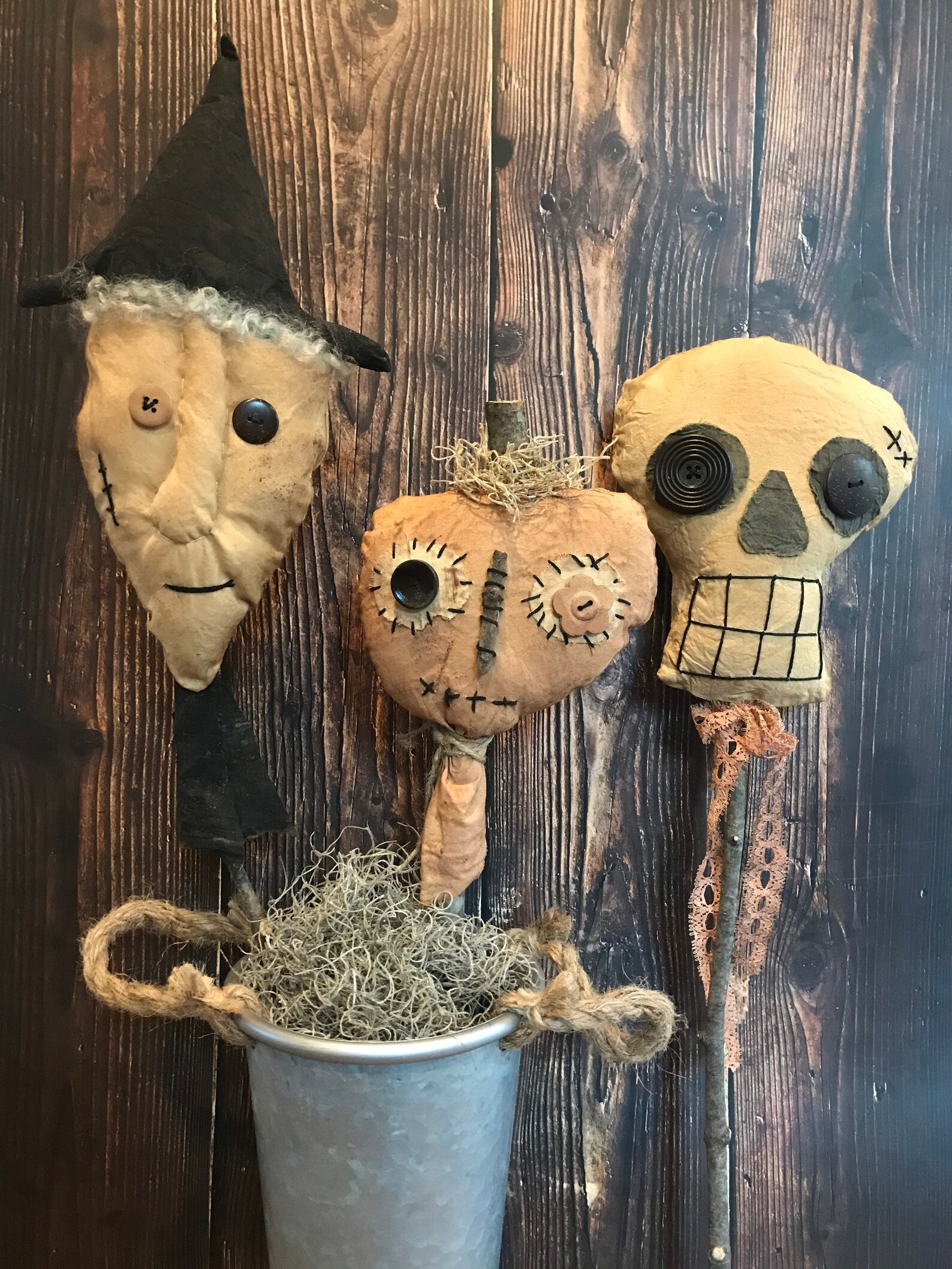Primitive Halloween Decor Prim Witch Pumpkin Head and - Etsy