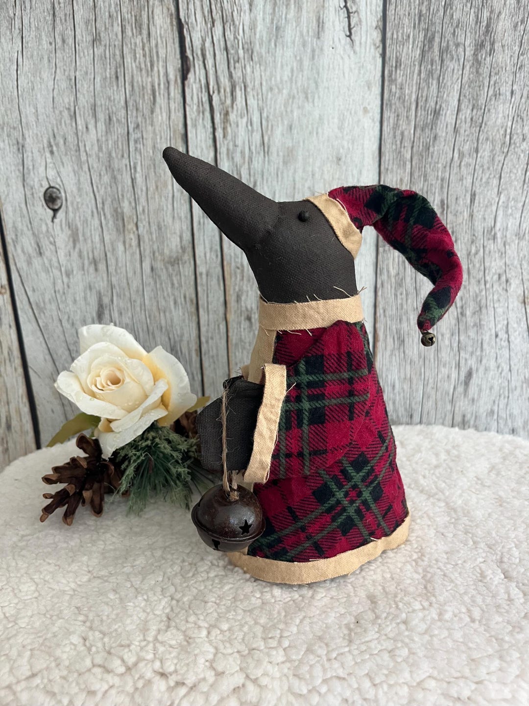 Primitive Christmas Crow With Bell Ornament: Olde World Christmas Decor ...