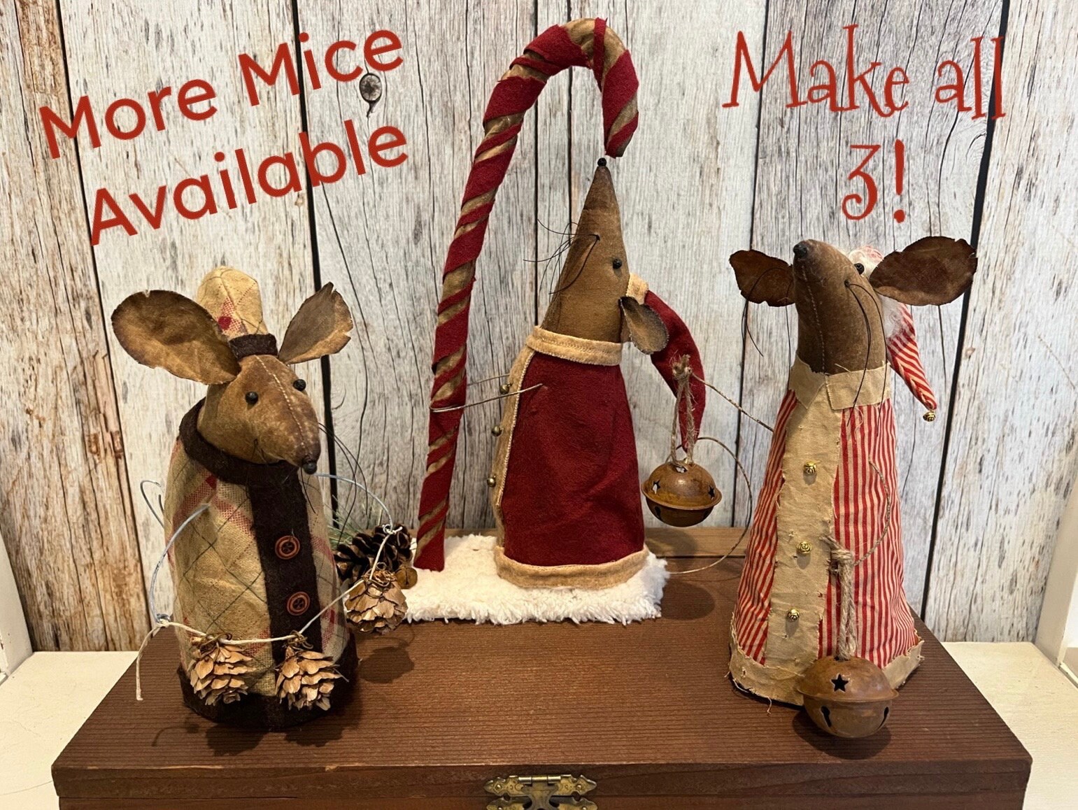 PDF Sewing Pattern - Primitive Santa Mouse - Folk Art Christmas Decor ...