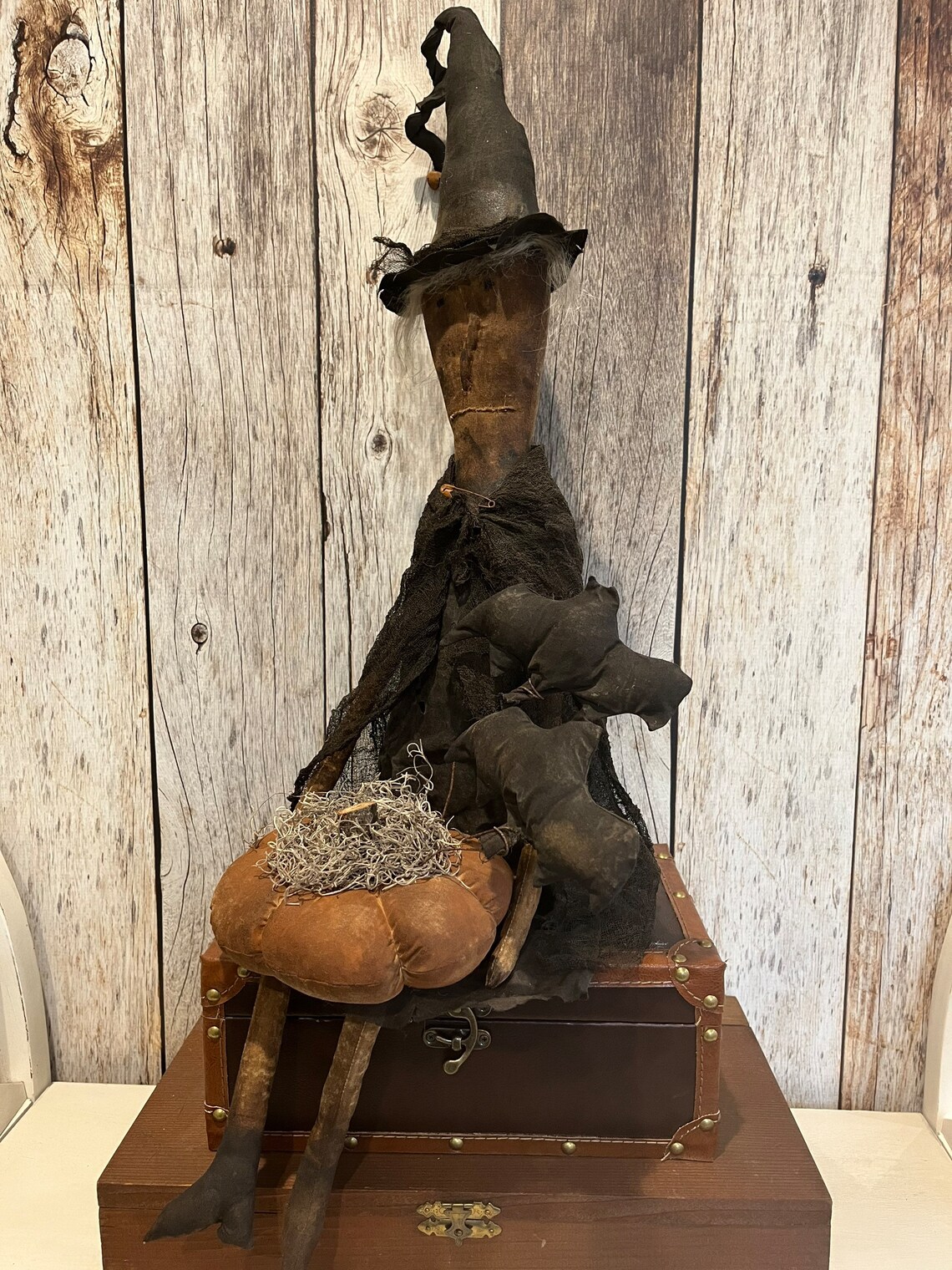 PDF Sewing Pattern - Primitive Witch With Pumpkin and Bats - Early ...