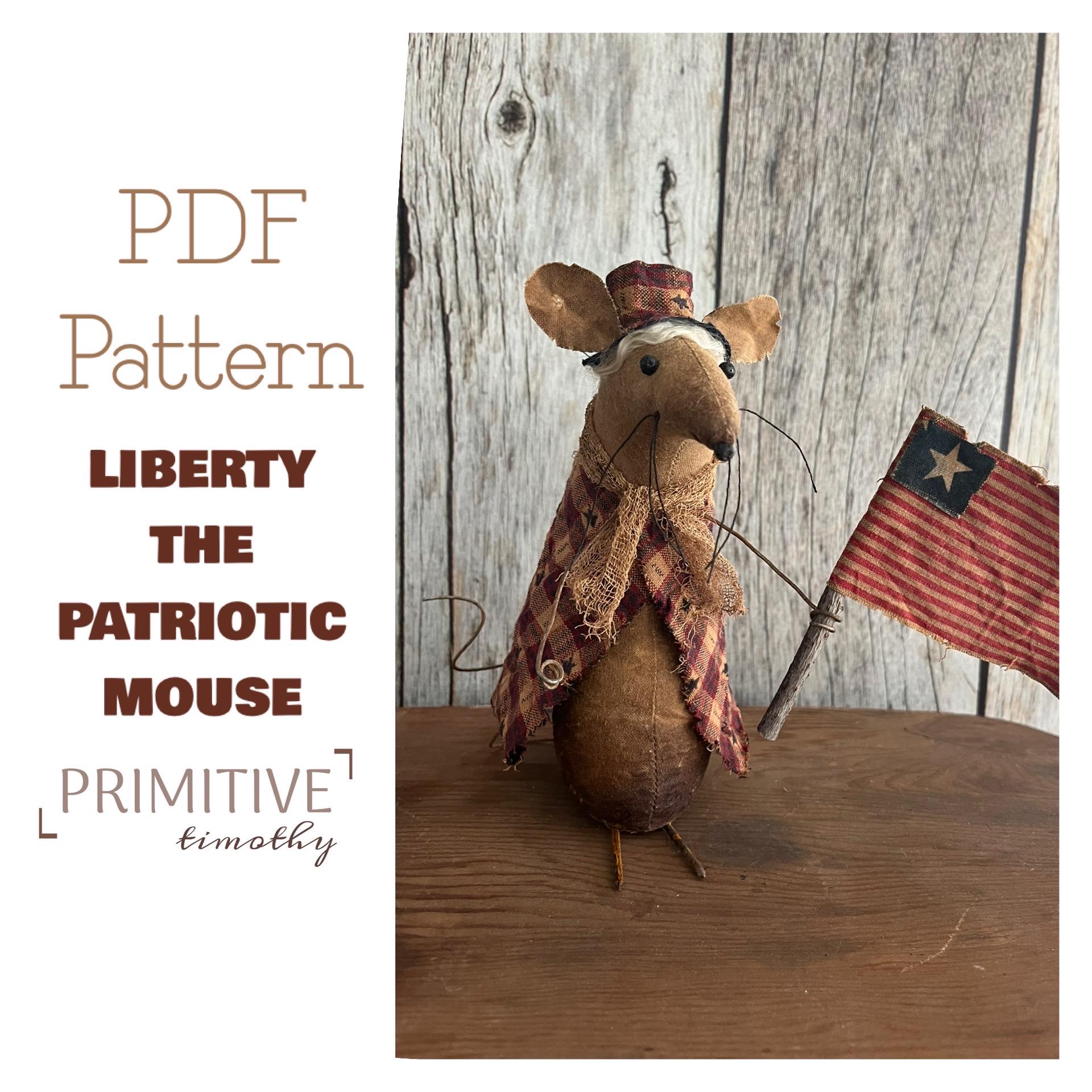 PDF Sewing Pattern - Primitive Patriotic Mouse - Independence Day Decor ...