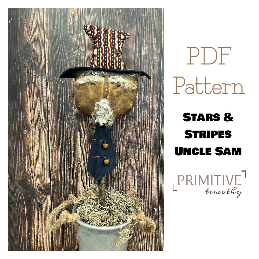 PDF Sewing Pattern - 4th of July Uncle Sam Crock Poke - Patriotic Decor ...