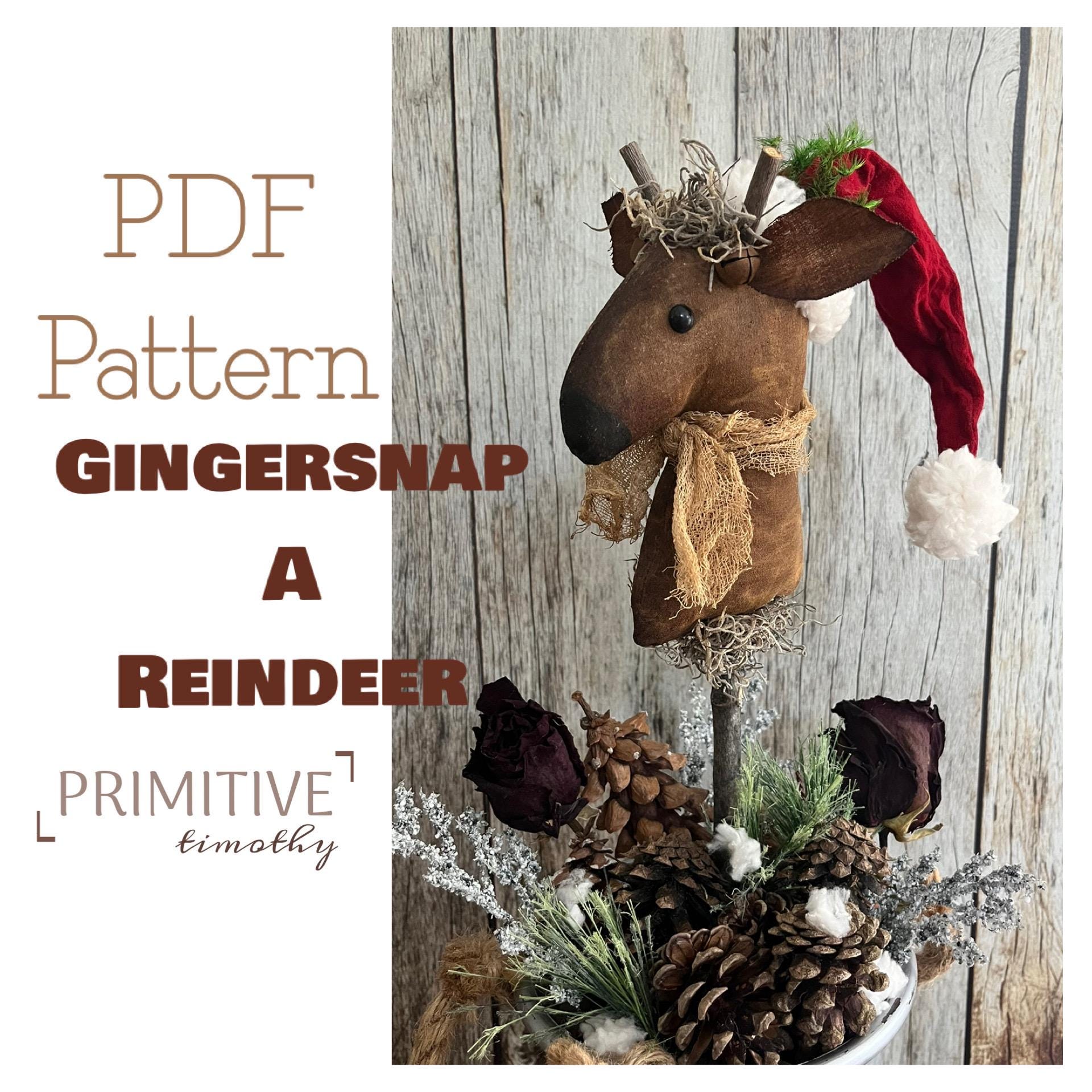 PDF Sewing Pattern - Primitive Reindeer in Santa Hat - Prim Hobby Horse ...