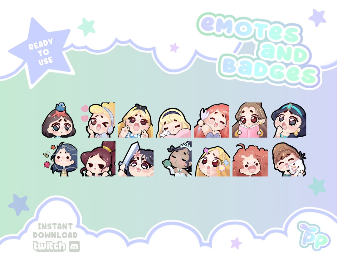 Twitch Emotes and Badges Princesses - Etsy