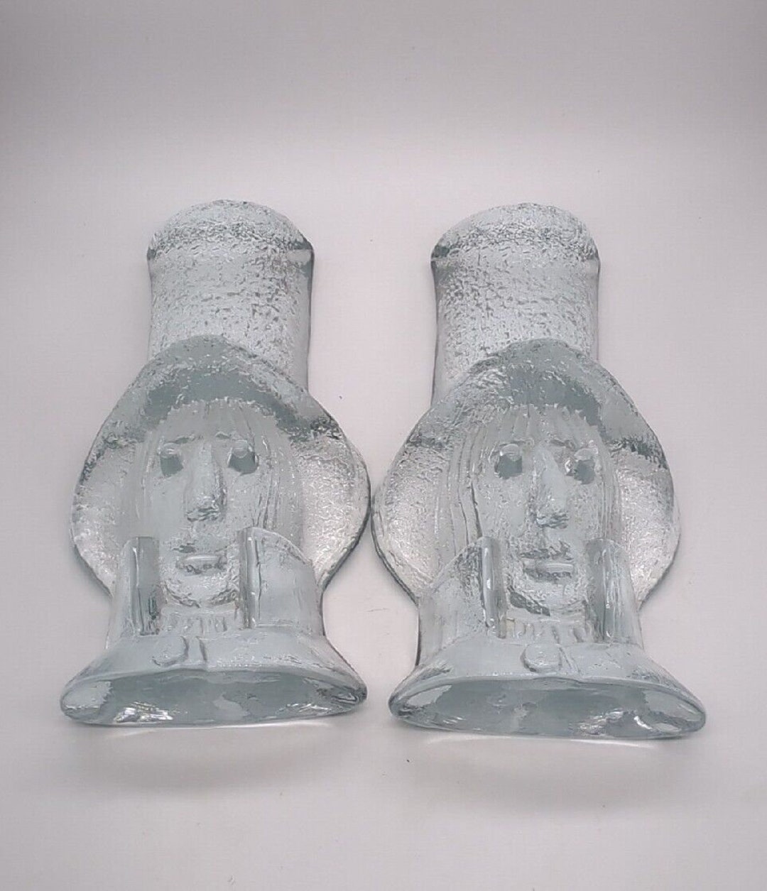 Vintage Blenko Clear Glass Pilgrim Bookends Ice Floe Sculpture - Etsy