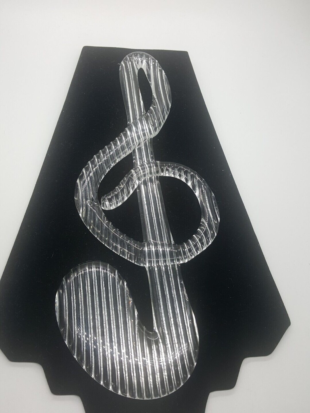 Long Flat Musical Treble Clef Clear Art Glass Paperweight Decor - Etsy