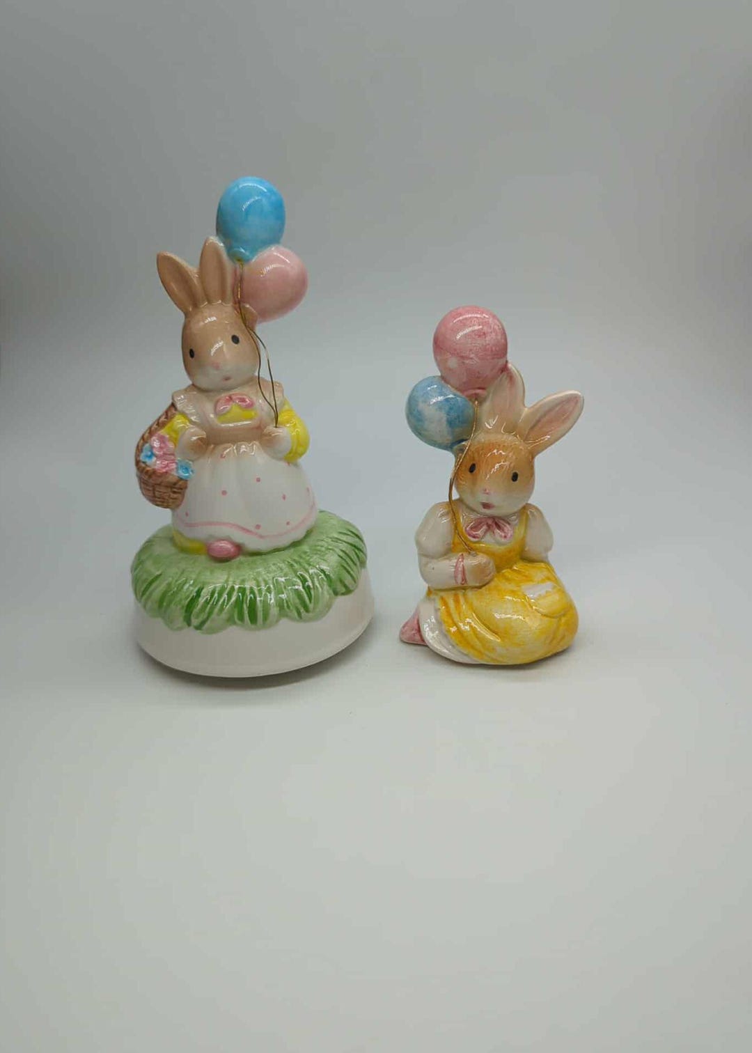 VTG Lefton Bunny Rotating Musical Figurine + Sitting Bunny With ...