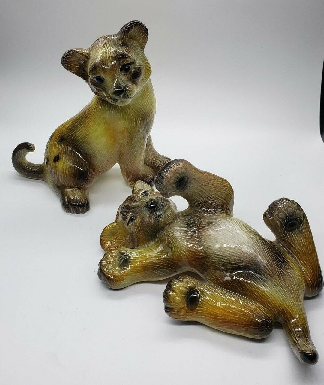 2 MCM Ceramic Leopard Cubs Medium Figures Decor - Etsy