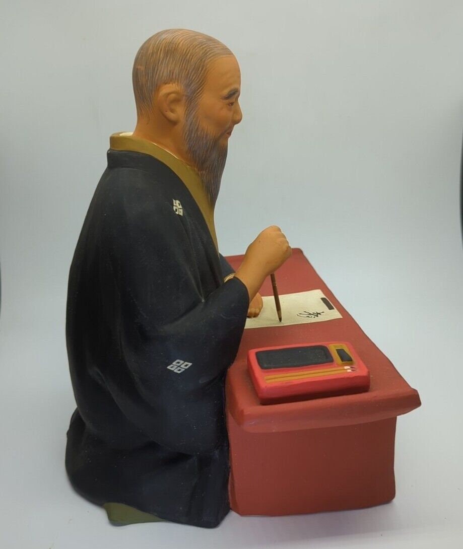 Vintage Japanese HAKATA URASAKI Clay Doll Writing at Desk Figurine - Etsy